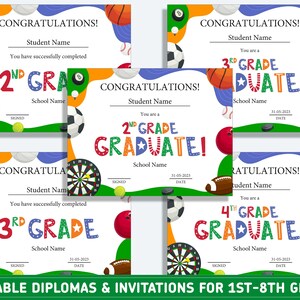 Editable 5th Grade Certificate, 1st to 8th Grade Diploma, Certificate ...