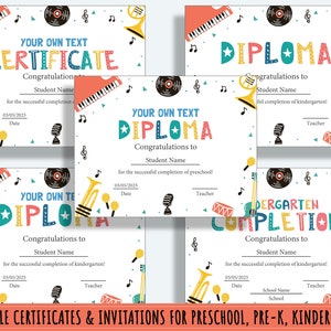 Customizable Diplomas, Certificates, and Invitations for Preschool and ...