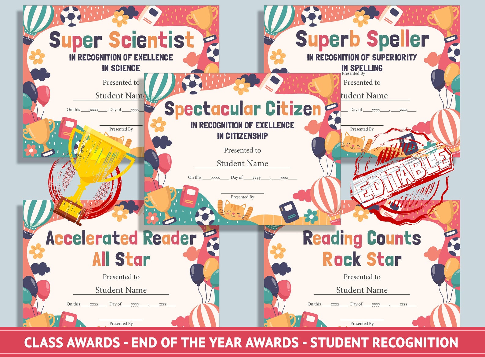 Editable Classroom Superlative Awards, End of the Year Classroom Awards ...