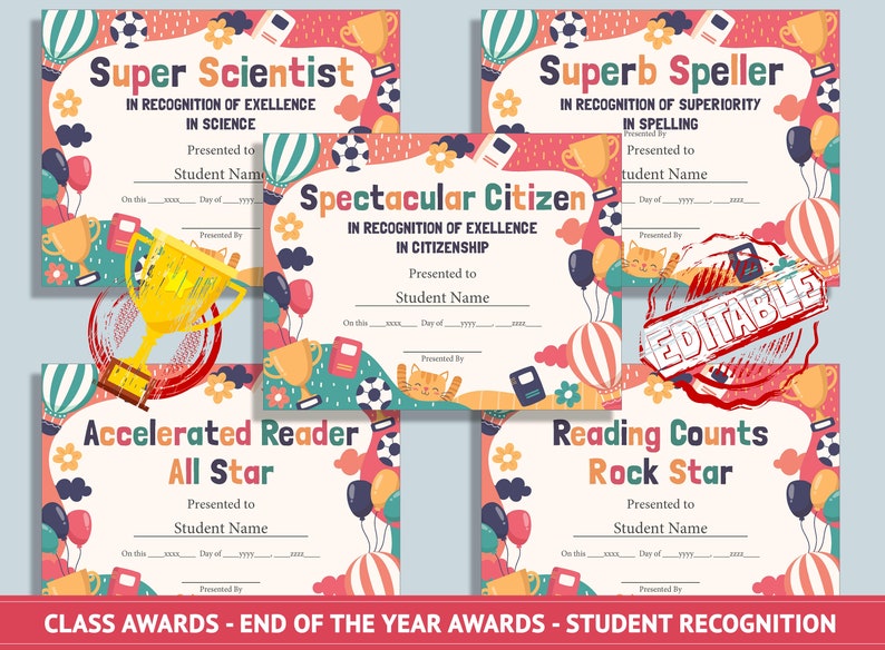 Editable Classroom Superlative Awards, End of the Year Classroom Awards ...