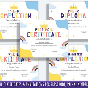 Certificate of Achievement, Editable End of Year Diplomas, Certificates ...