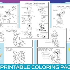 Opposite Coloring Pages, 40 Printable Animal Opposite Coloring Pages ...