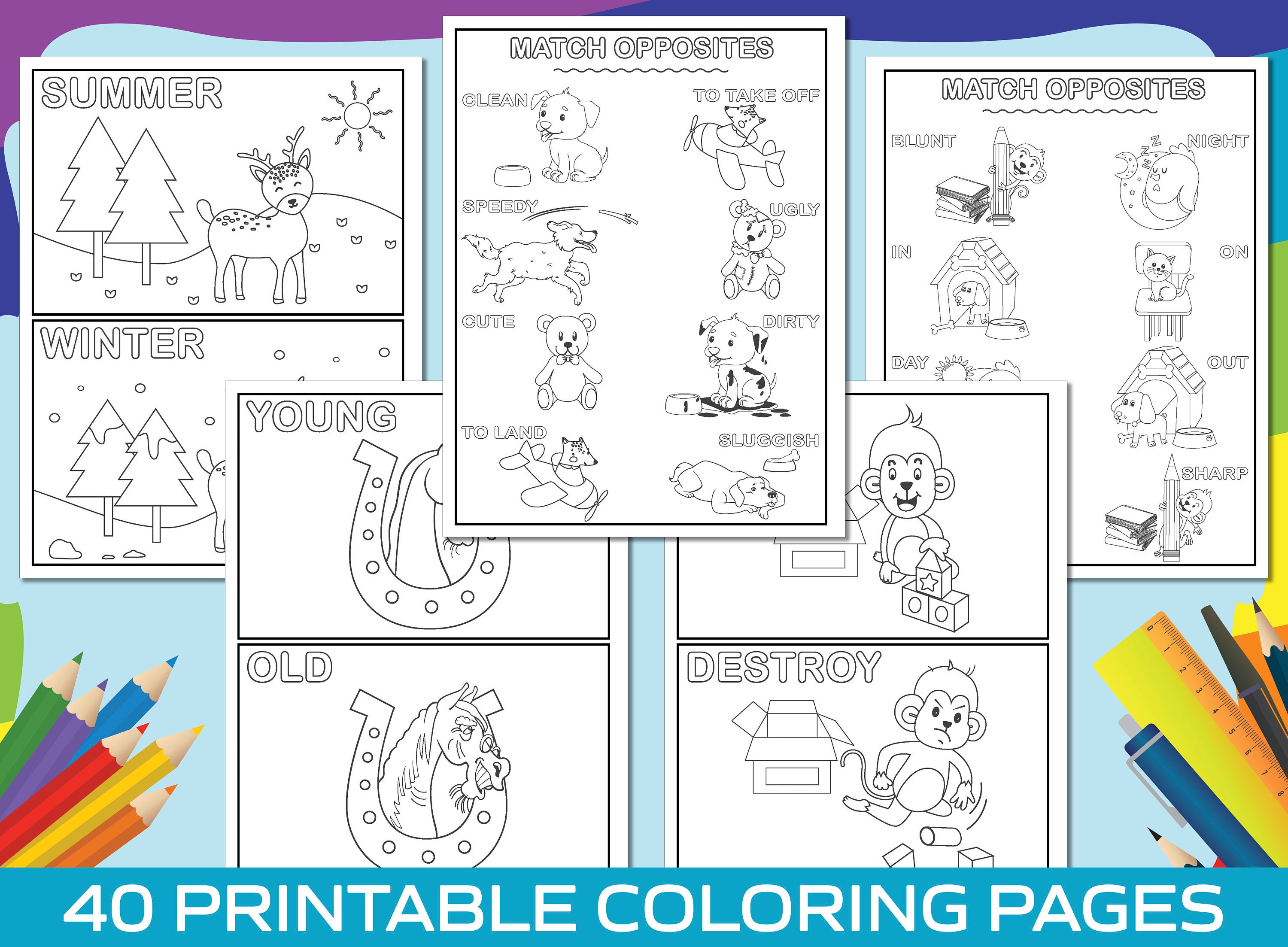 Opposites Coloring Opposites Coloring