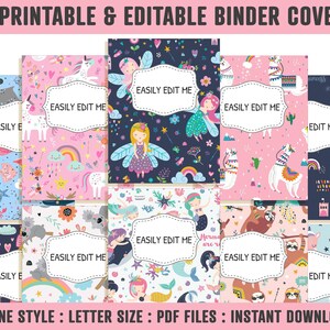 Binder Cover for Girls, 10 Editable Covers+spines, Teacher/school ...