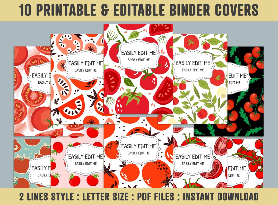Tomato Binder Covers 10 Printable & Editable Binder - Etsy