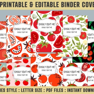 Tomato Binder Covers, 10 Printable & Editable Binder Covers+spines ...