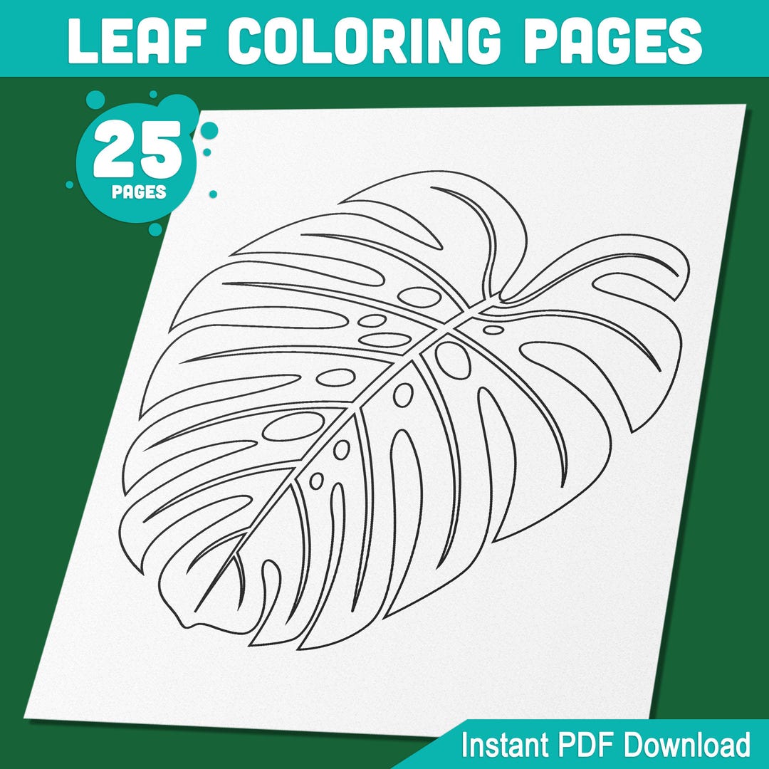 Leaf Coloring Pages: 25 Exquisite Coloring Book Designs for Stress ...