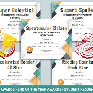 Editable Last Day of School Awards, End of the Year Awards, Student ...