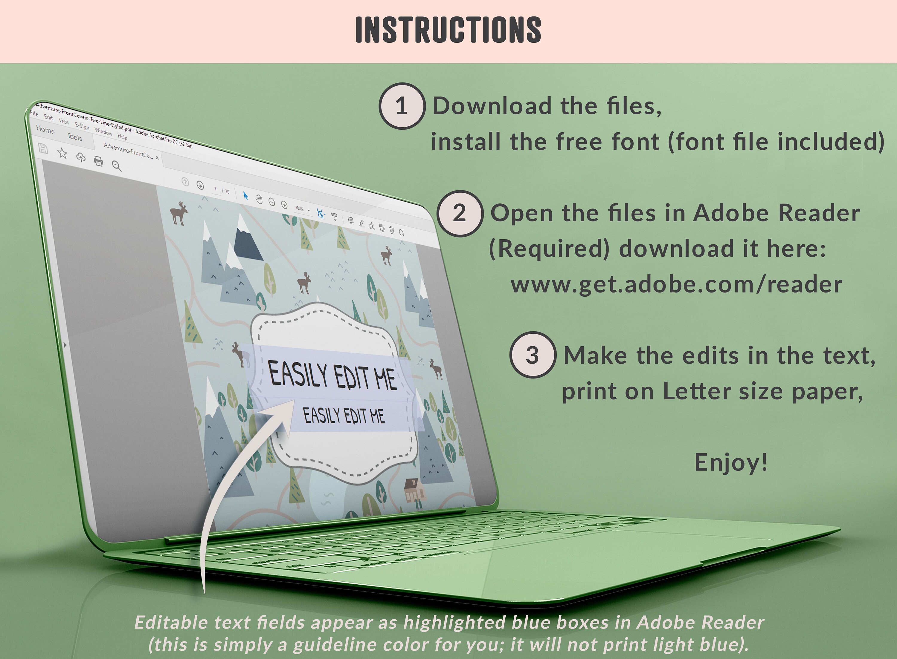 Adventure Binder Cover, 10 Printable & Editable Binder Covers Spines ...