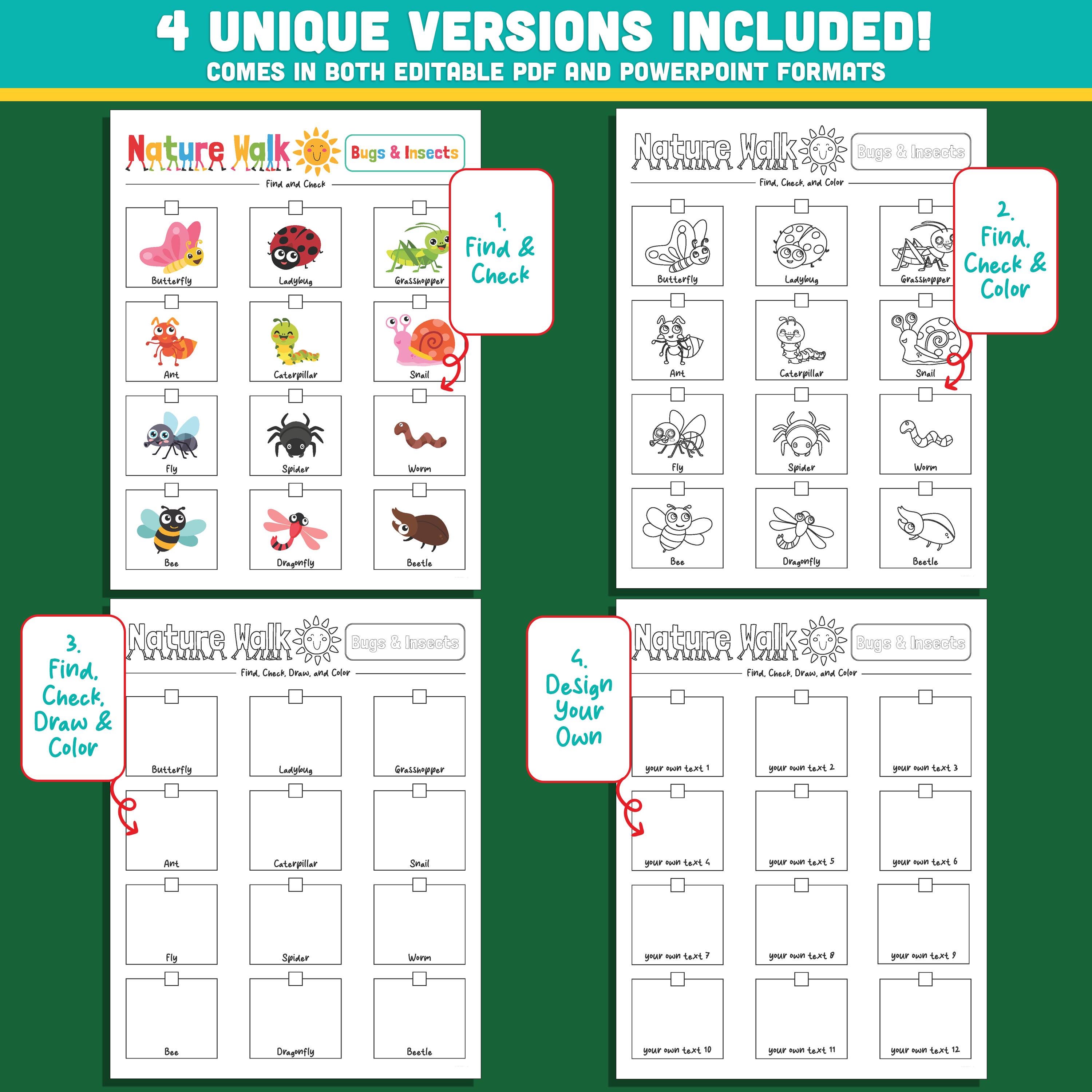 Bugs and Insects Scavenger Hunt for Kids, Fun Outdoor Summer Nature ...