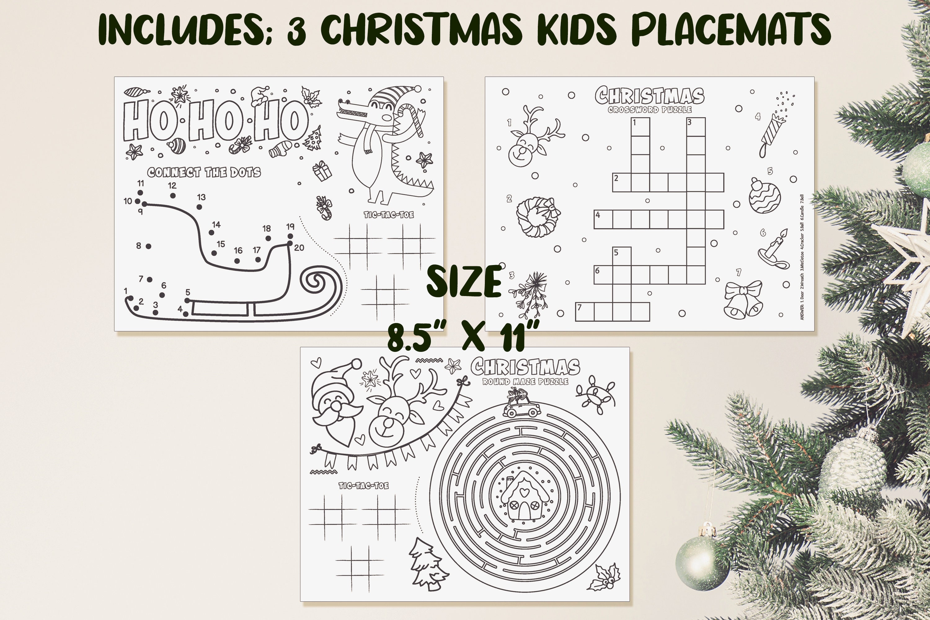 Printable Christmas Coloring Poster for Kids, 3 Different Sizes ...