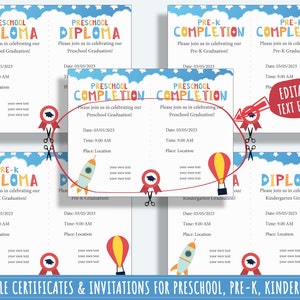Editable Kindergarten Diploma, Completion Certificates, 37 Pages, PDF ...