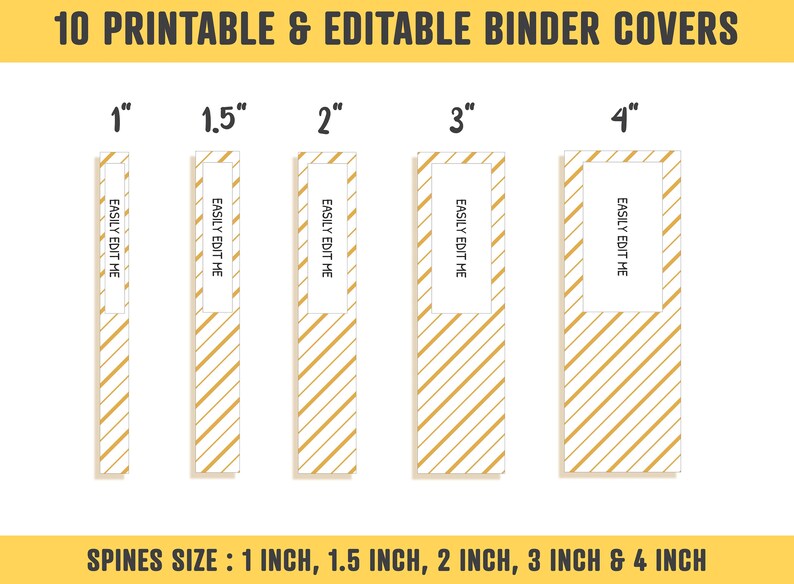 Binder Covers White and Gold 10 Printable & Editable Binder - Etsy
