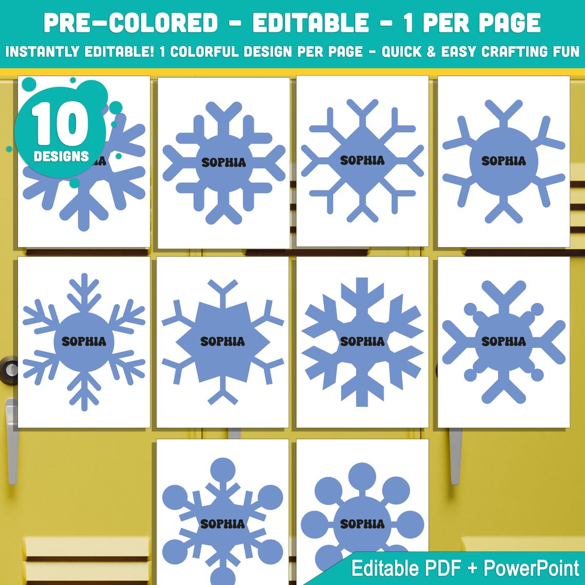 Editable Locker Labels, Cubby Name Tags, Snowflake Themed, Pre-colored ...