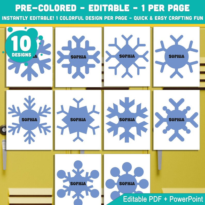 Editable Locker Labels, Cubby Name Tags, Snowflake Themed, Pre-colored ...