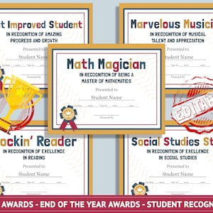 Editable Student of the Month Awards, End of School Year Awards ...