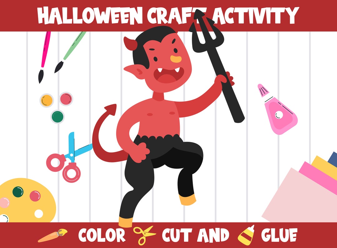 Halloween Character Craft Activity - Devil - Color, Cut, and Glue for ...