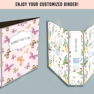Colorful Butterflies Binder Cover, 10 Printable/editable Binder Covers ...