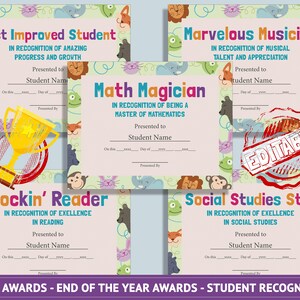 Editable Classroom Awards - End of the Year Awards - Student ...
