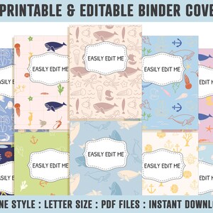 Binder Cover Animal, 10 Printable/editable Covers+spines, Binder ...