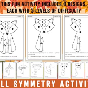Fall Symmetry Worksheet, Autumn, Halloween, Thanksgiving Lines of ...