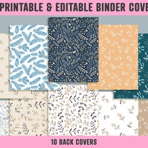 Decorative Floral Binder Cover, 10 Printable/editable Binder Covers ...
