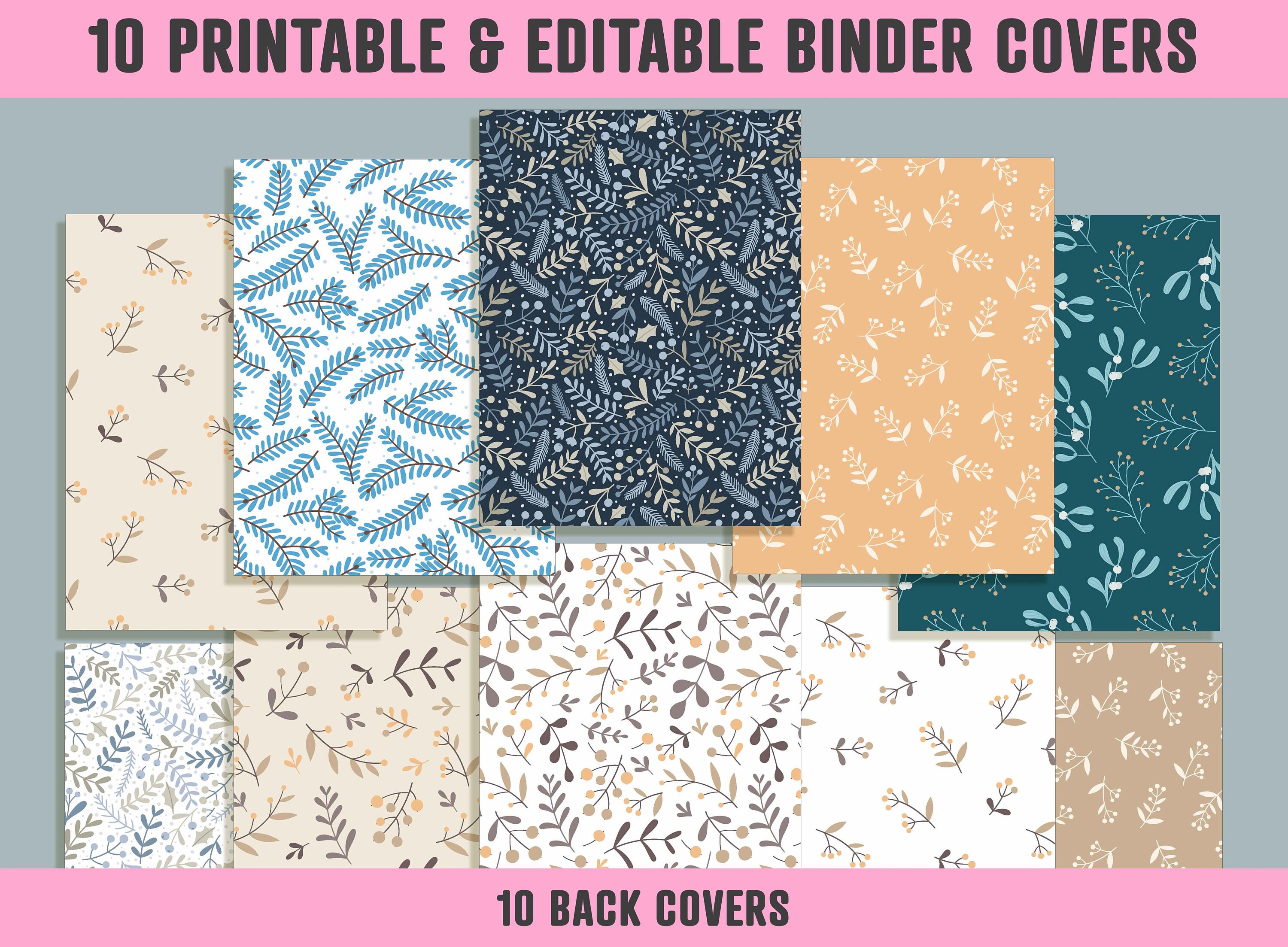 Decorative Floral Binder Cover, 10 Printable/editable Binder Covers ...