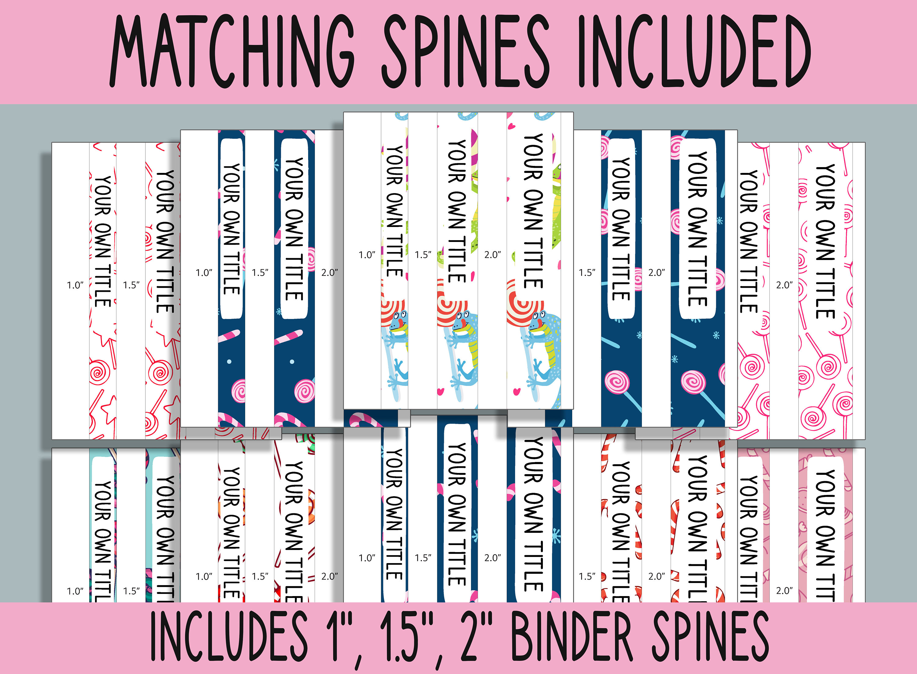 10 Editable Lollipops/candy Canes Binder Covers, Includes 1,1.5,2 ...