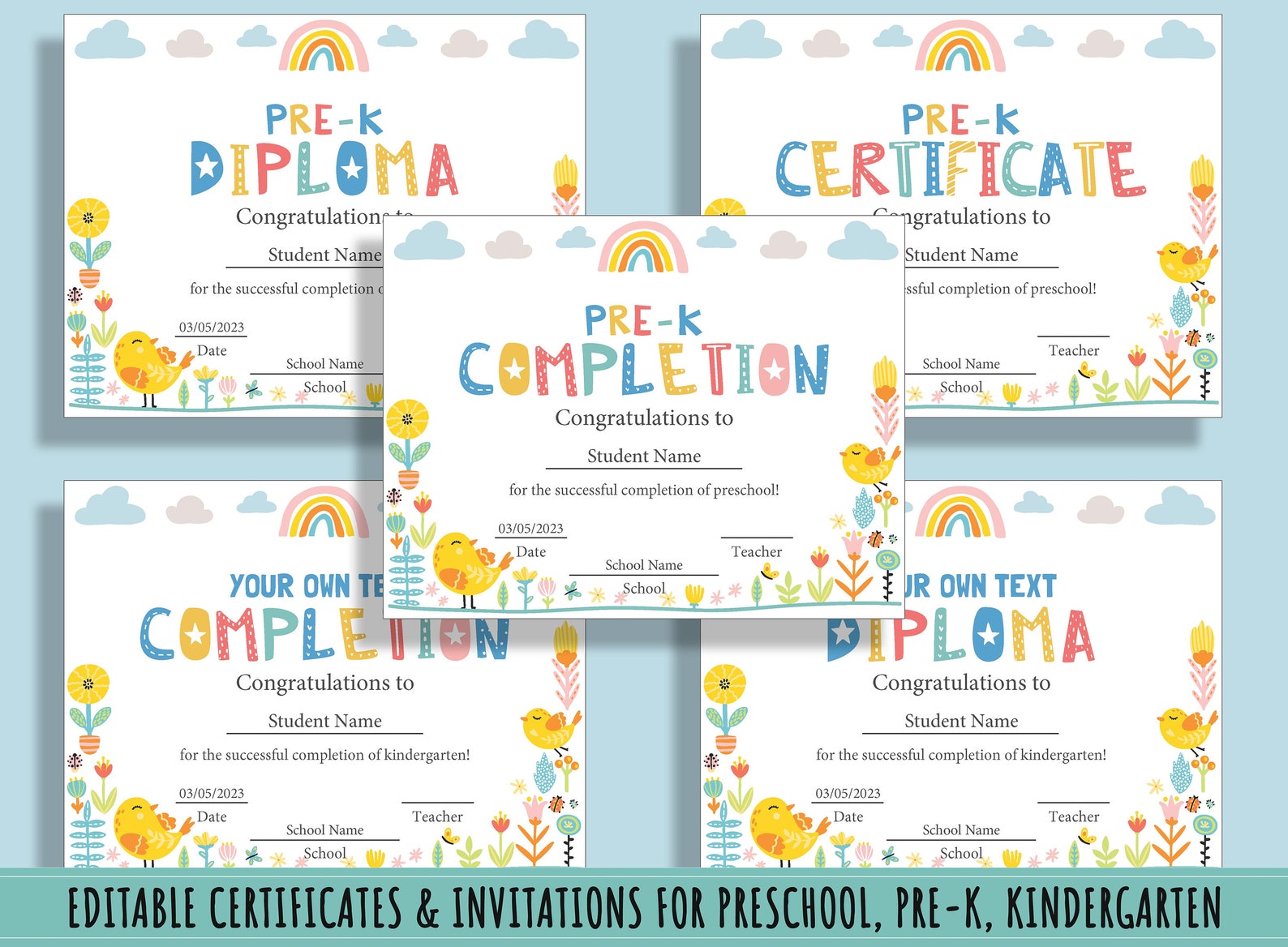 Diplomas, Certificates and Graduation Invitations for Preschool, Pre-k ...