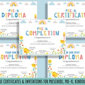Diplomas, Certificates and Graduation Invitations for Preschool, Pre-k ...