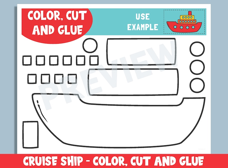 Cruise Ship Craft Activity Color, Cut, and Glue for Prek to 2nd Grade ...