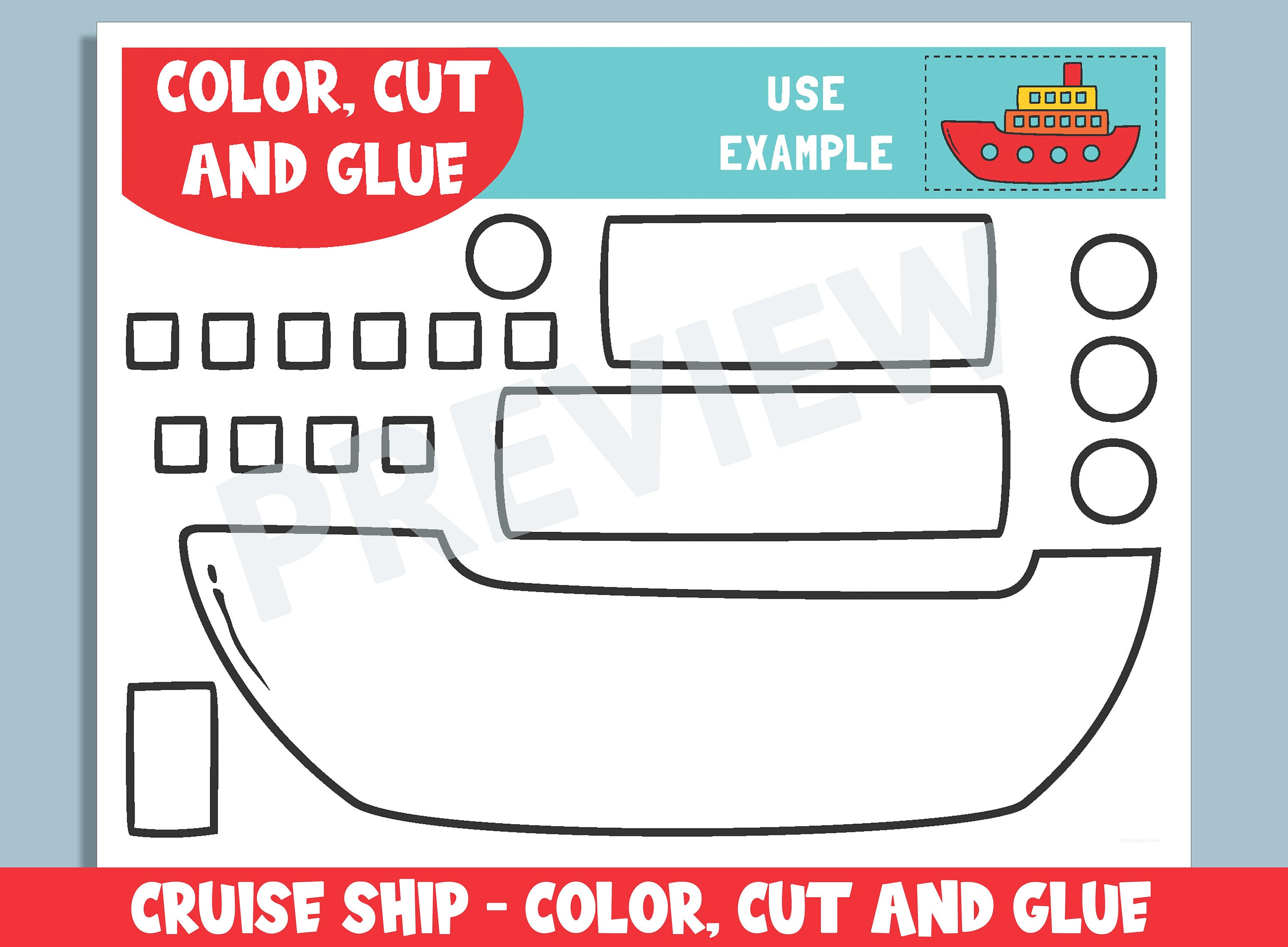 Cruise Ship Craft Activity - Color, Cut, and Glue for Prek to 2nd Grade ...