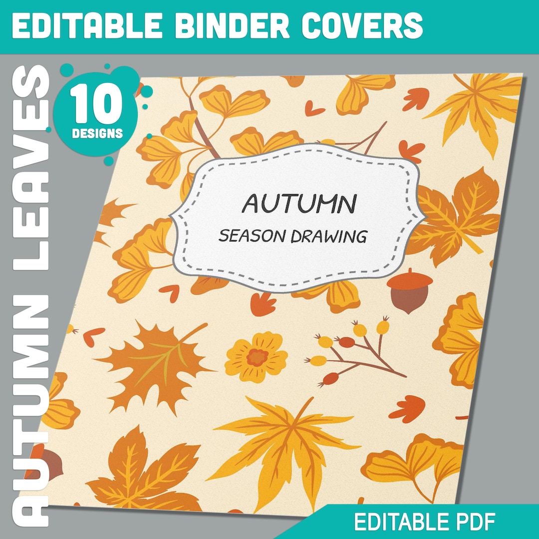 Autumn Leaves and Berries Binder Cover, 10 Printable/editable Binder ...