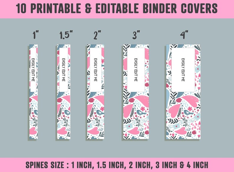Dots and Hearts Binder Cover, 10 Printable/editable Binder Covers ...