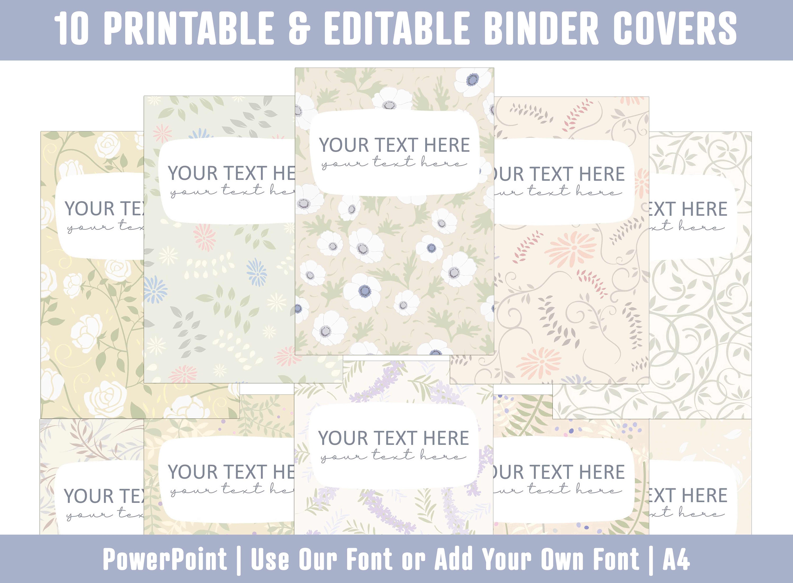 Powerpoint Binder Covers, 10 Printable/editable Floral Pattern ...