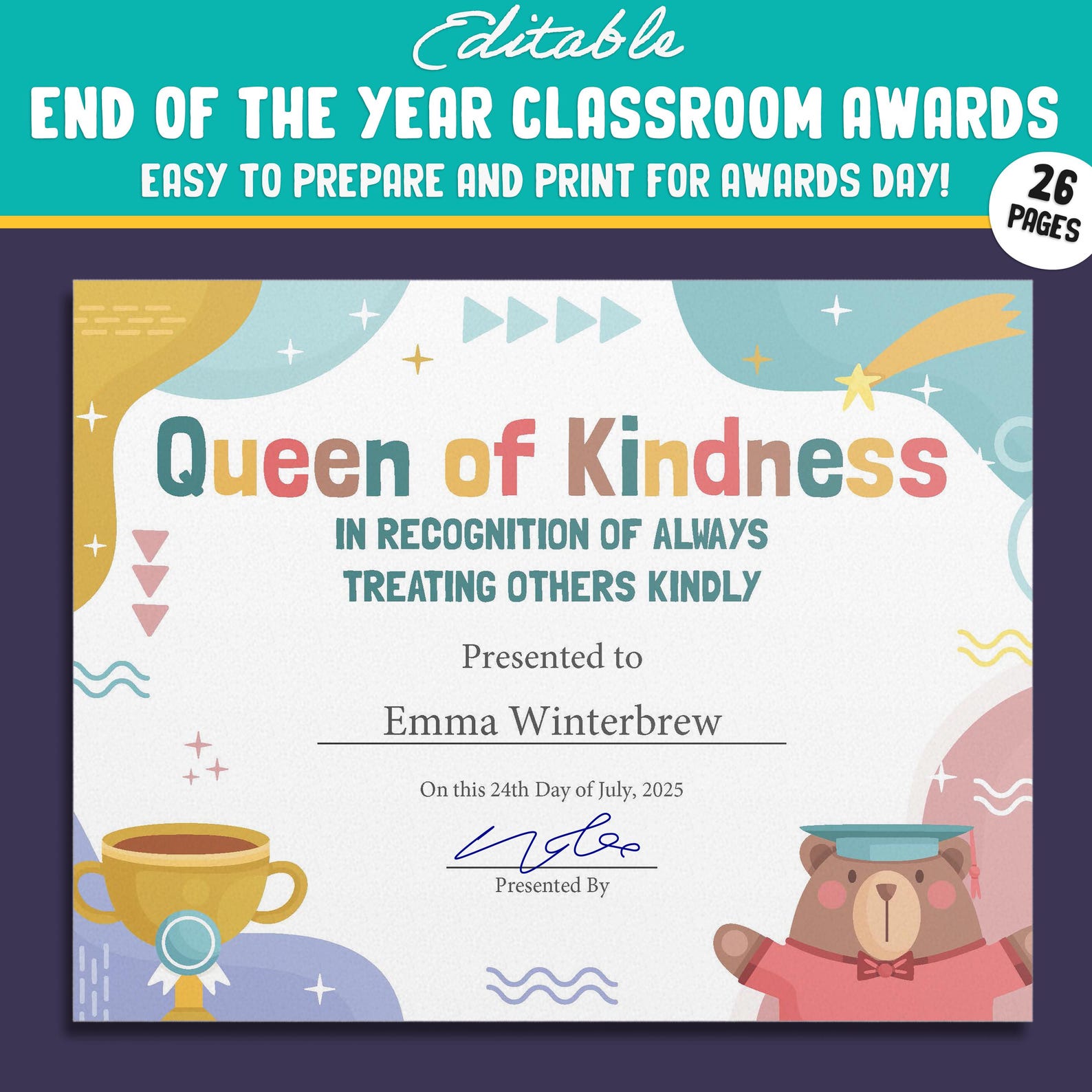 Class Awards Editable End of the Year Awards Student Recognition, PDF ...