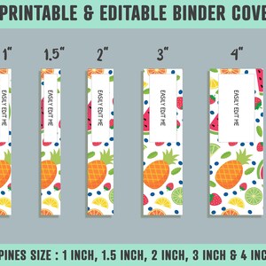 Summer Fruits and Berries Binder Cover, 10 Printable & Editable Covers ...