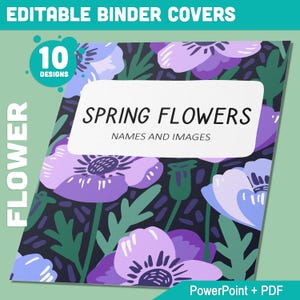 10 Editable Flower Pattern Binder Covers, Includes 1, 1.5, 2" Spines ...