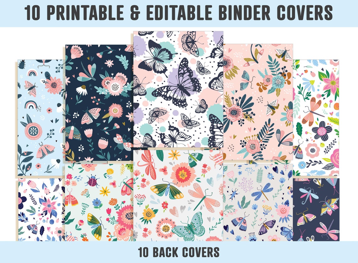 Binder Cover Printable 10 Coversspines Binder Insert | Etsy