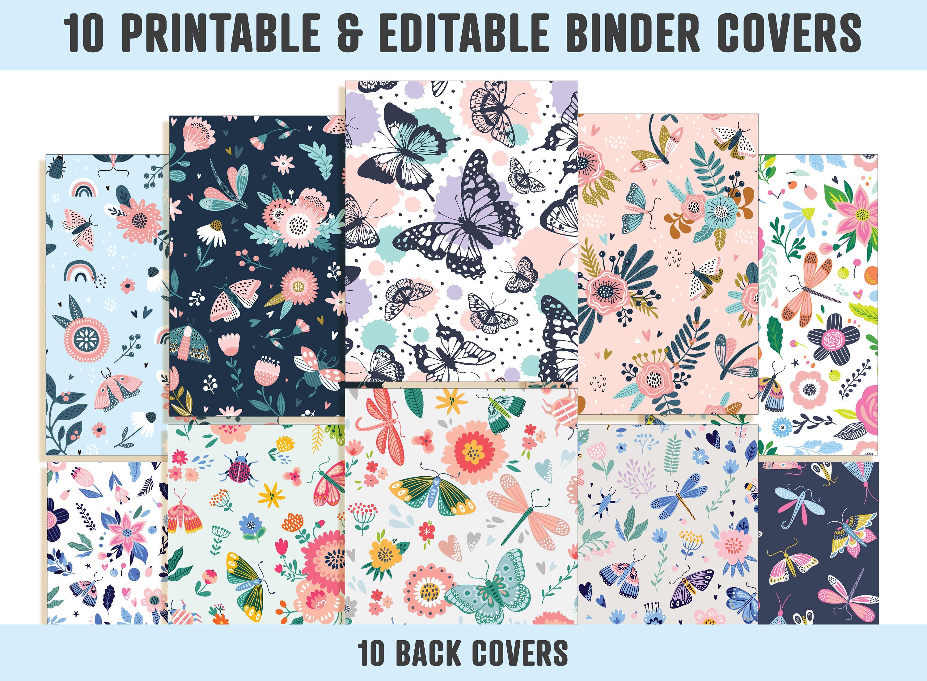 Binder Cover Printable 10 Coversspines Binder Insert - Etsy