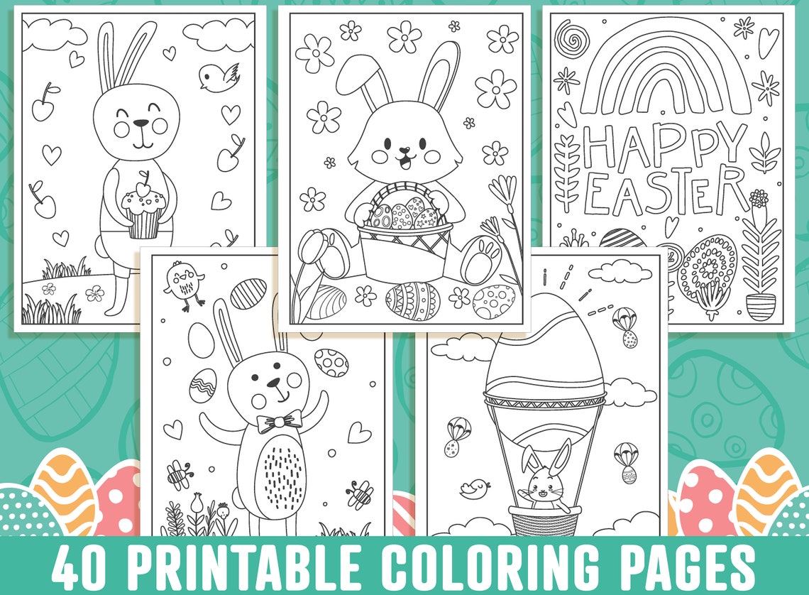 Easter Coloring Pages 40 Printable Easter Coloring Pages for - Etsy
