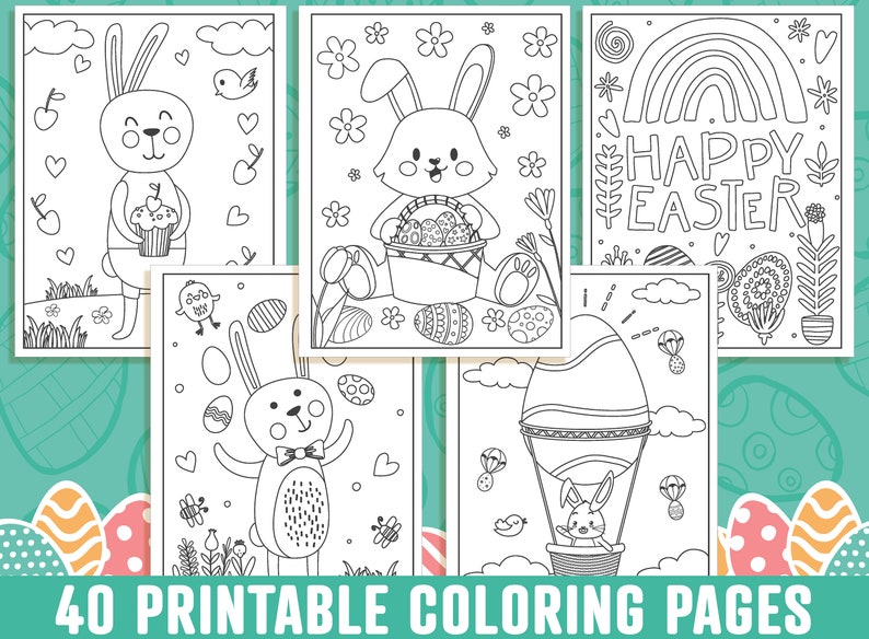 Easter Coloring Pages 40 Printable Easter Coloring Pages for - Etsy