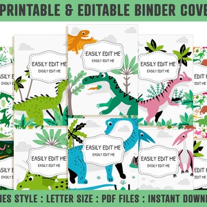 Dinosaur Binder Cover, 10 Printable & Editable Covers+spines, Binder ...