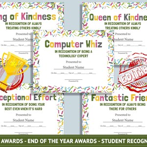 Editable Fun Awards for Students at the End of the Year, Classroom ...