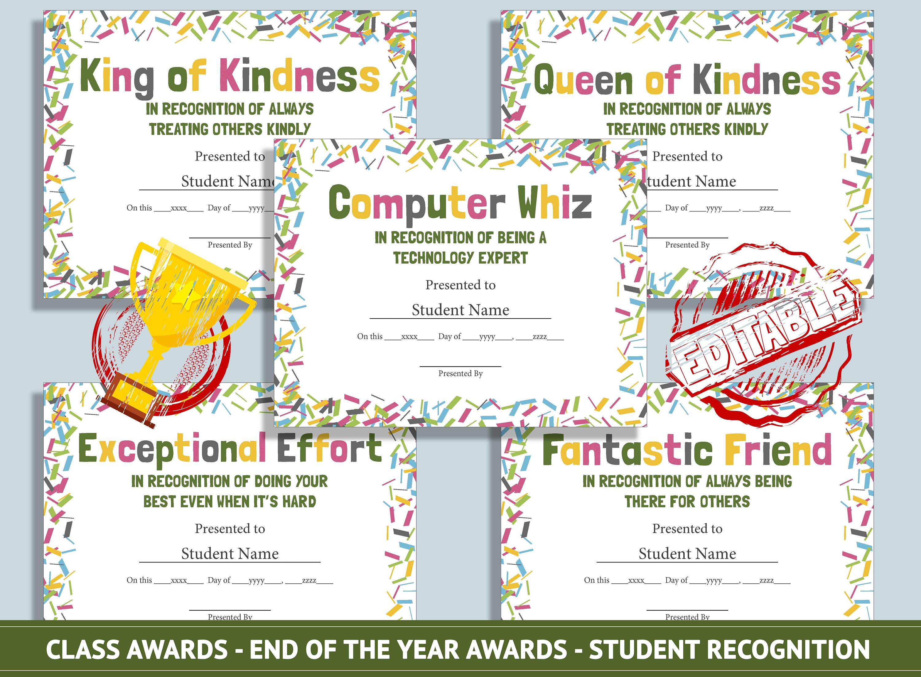 Editable Fun Awards for Students at the End of the Year, Classroom ...