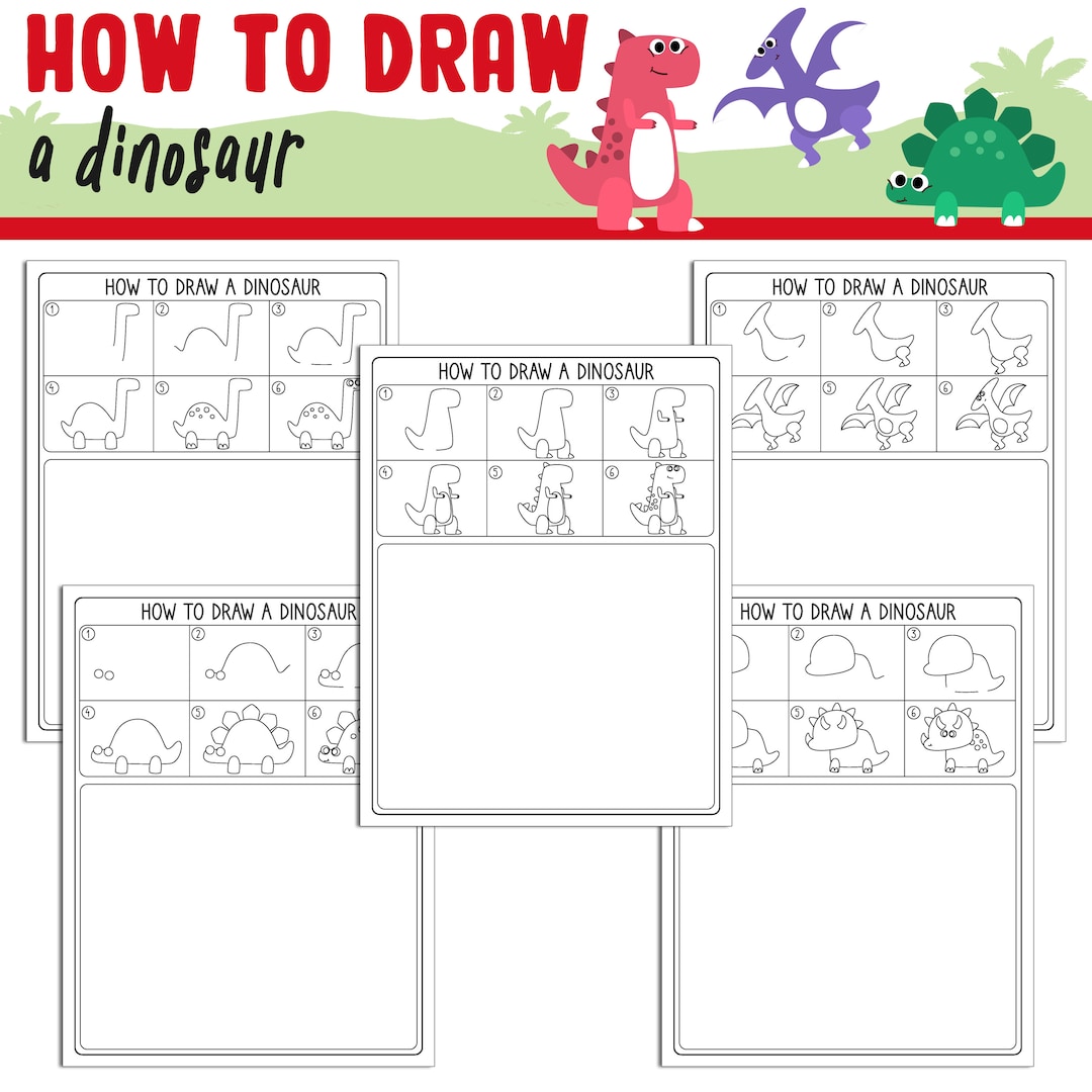 Learn How to Draw a Dinosaur Easy: Directed Drawing Step by Step ...