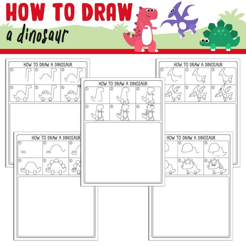 Learn How to Draw a Dinosaur Easy: Directed Drawing Step by Step ...