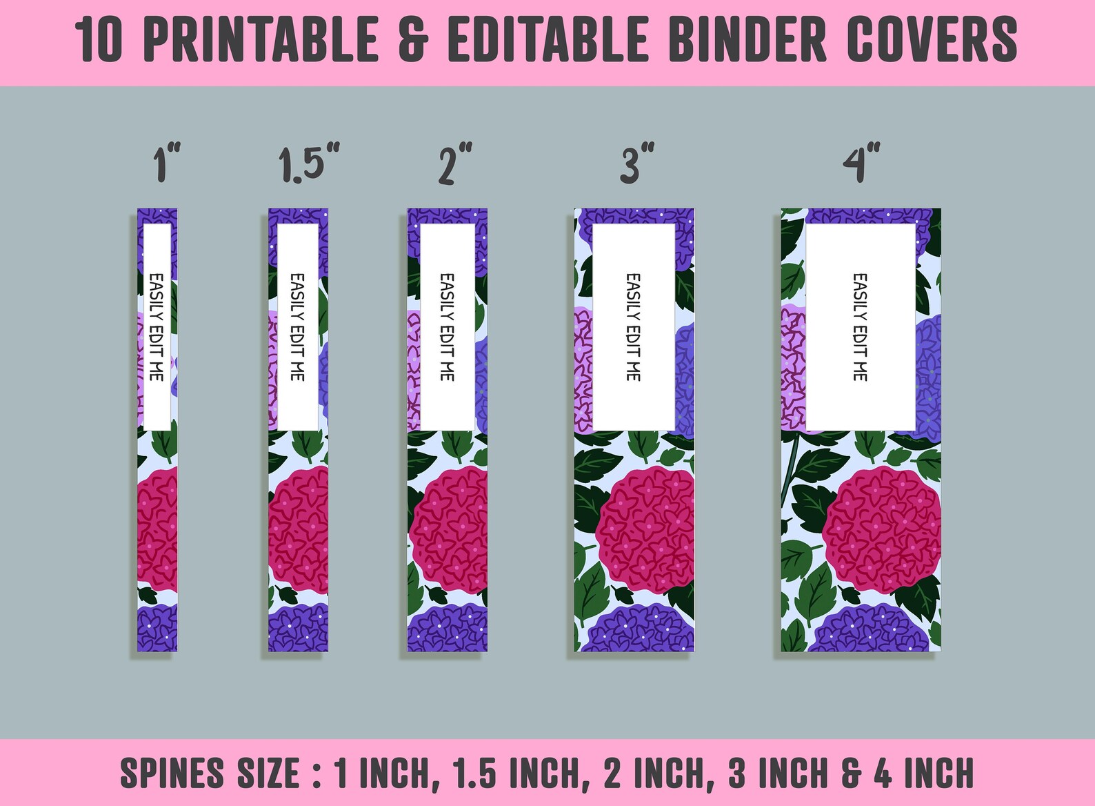 Blooming Flowers Binder Cover 10 Printable/editable Binder - Etsy