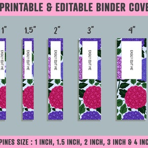 Blooming Flowers Binder Cover, 10 Printable/editable Binder Covers ...