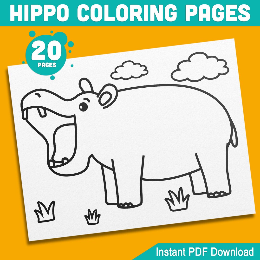 20 Hippo Coloring Pages With Thick Borders for Preschool & Kindergarten ...